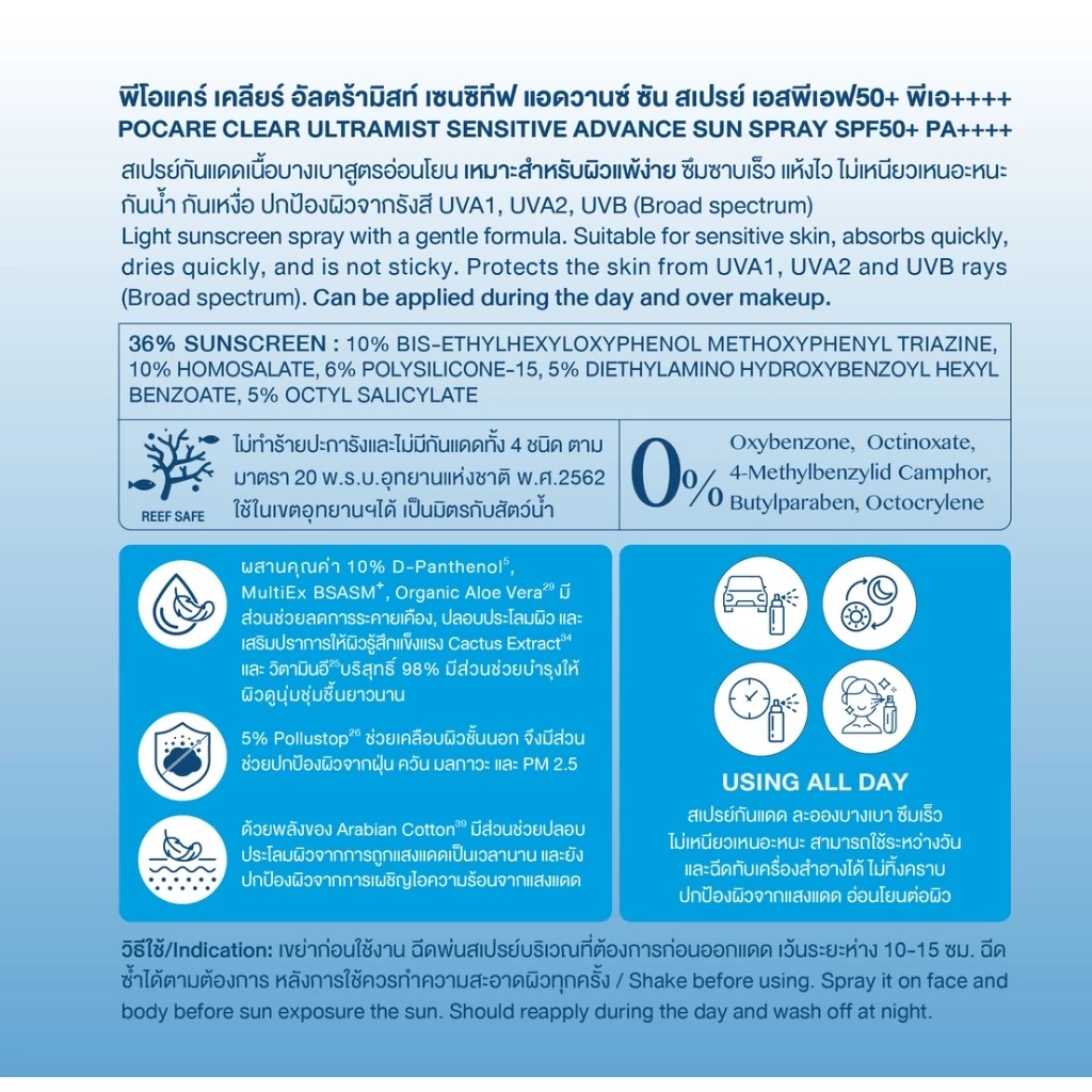 รีวิว สเปร์ยล็อคเครื่องสำอาง P.O.Care Clear Ultramist Sensitive Advance ...